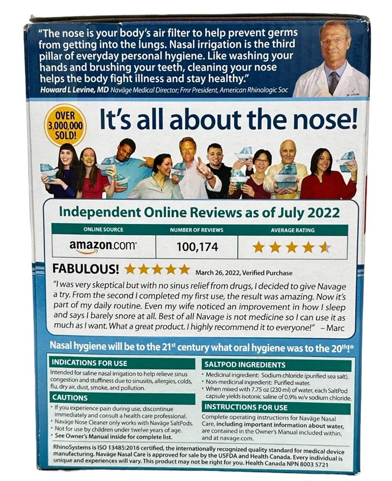 BRAND NEW Navage Nasal Care Saline Nasal Irrigation System Nose Cleaner ...