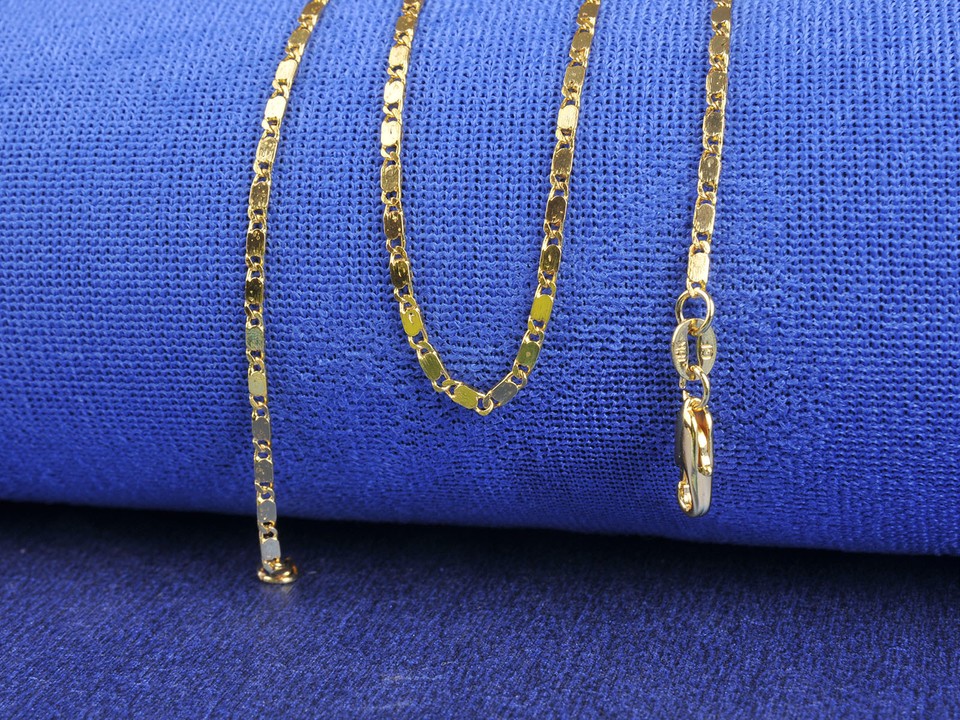 1PCS 16-30inch Fashion Jewelry 18K Gold Filled Necklaces Smooth Chains ...