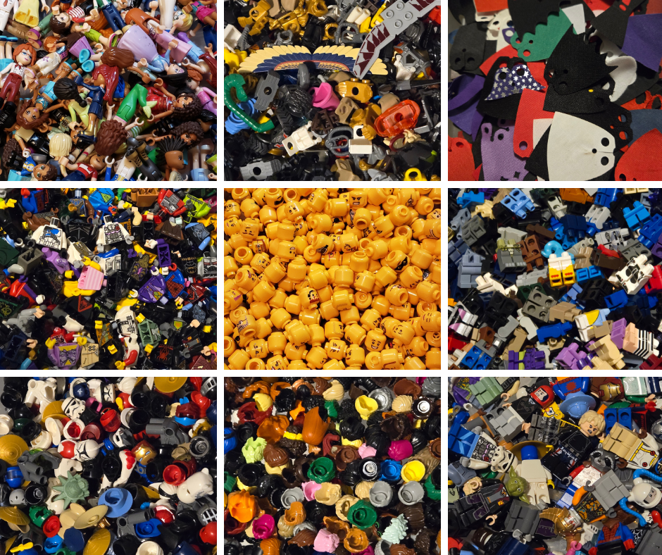 LEGO Minifigures Bulk Lot Parts Huge YOU PICK Heads Torsos Legs Hair ...