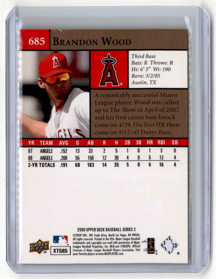 2009 Upper Deck IP Auto No COA Brandon Wood Auto Los Angeles Angels ...