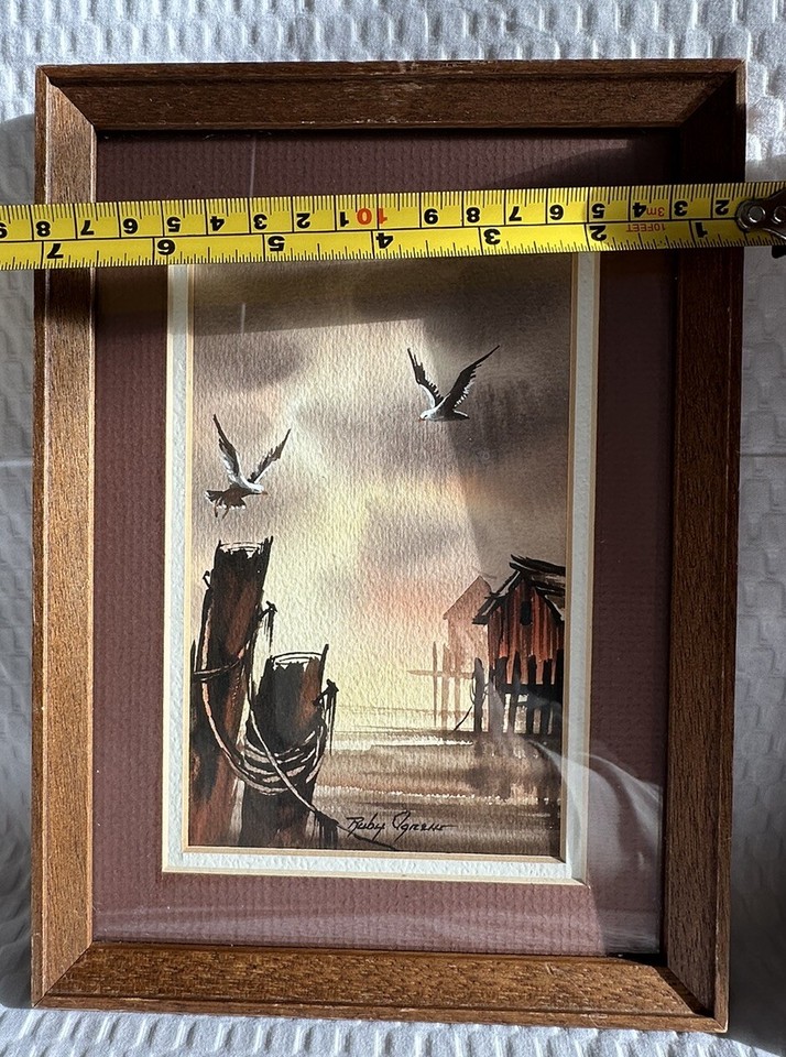 Ruby Agnew Watercolor Painting, Seagulls Near Waterfront Houses | eBay