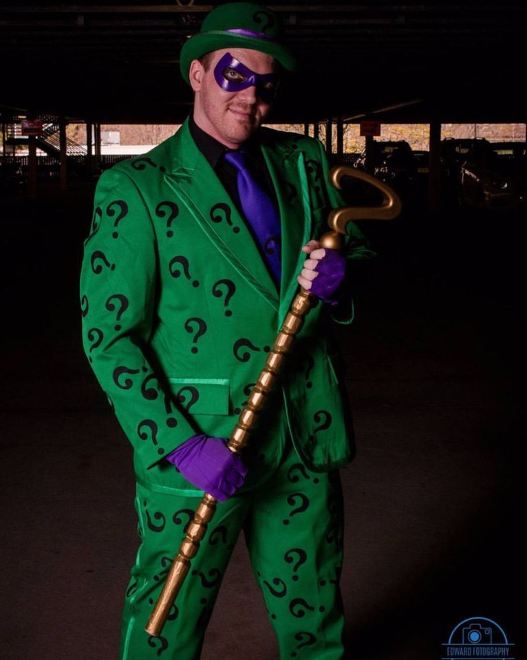 Riddler Purple Costume Leather Eye Mask - MOST Authentic - FREE Bonus ...