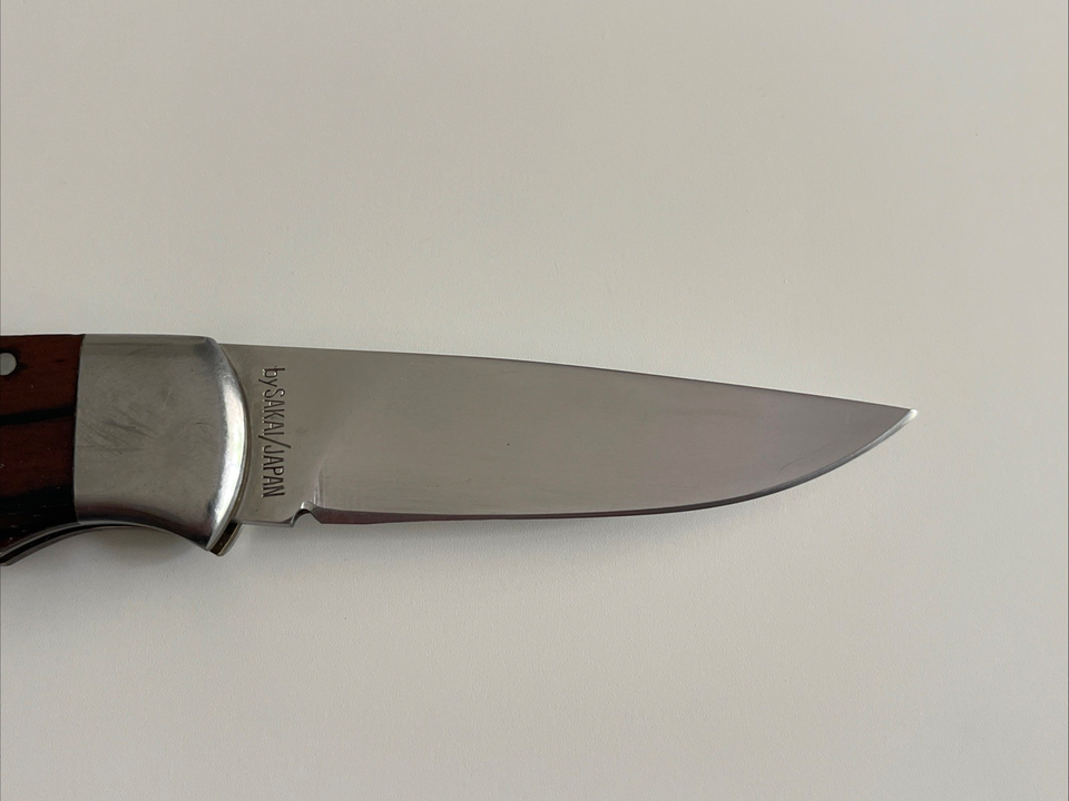 Gerber 1007 Folding Hunter II Knife Ebony Wood Handle Sakai Japan 1983 ...