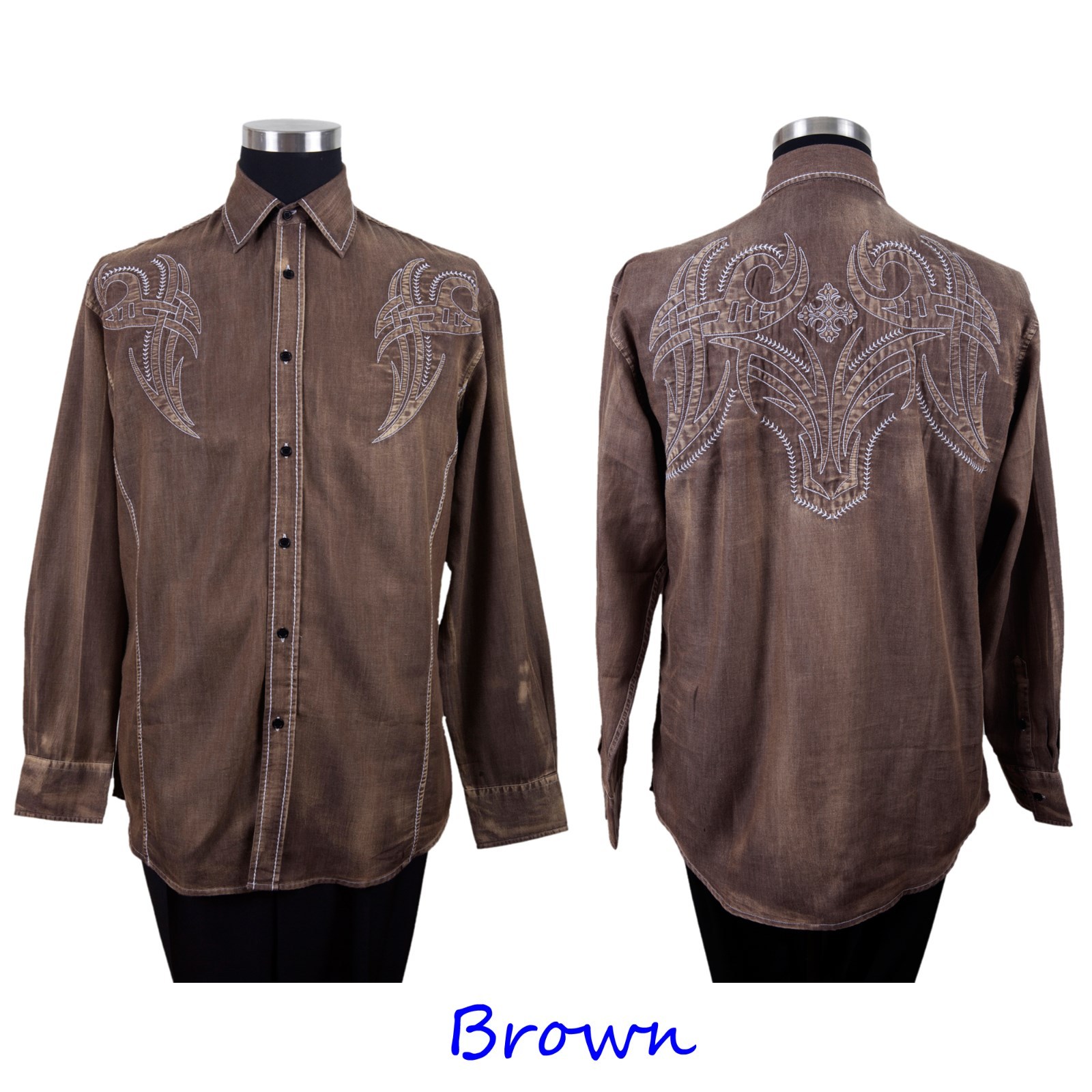 Men's casuasl shirt with embroidered design by Milano Moda Style SG43 ...
