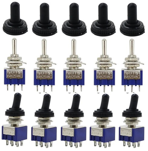 Miniature Toggle Switch Single Pole Double Throw SPDT DPDT 120VAC 6A 5 ...