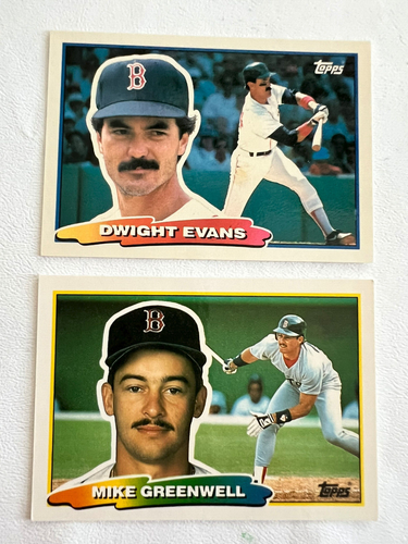 (2) 1988 TOPPS BIG-MIKE GREENWELL #233 & DWIGHT EVANS # 6 BASEBALL ...