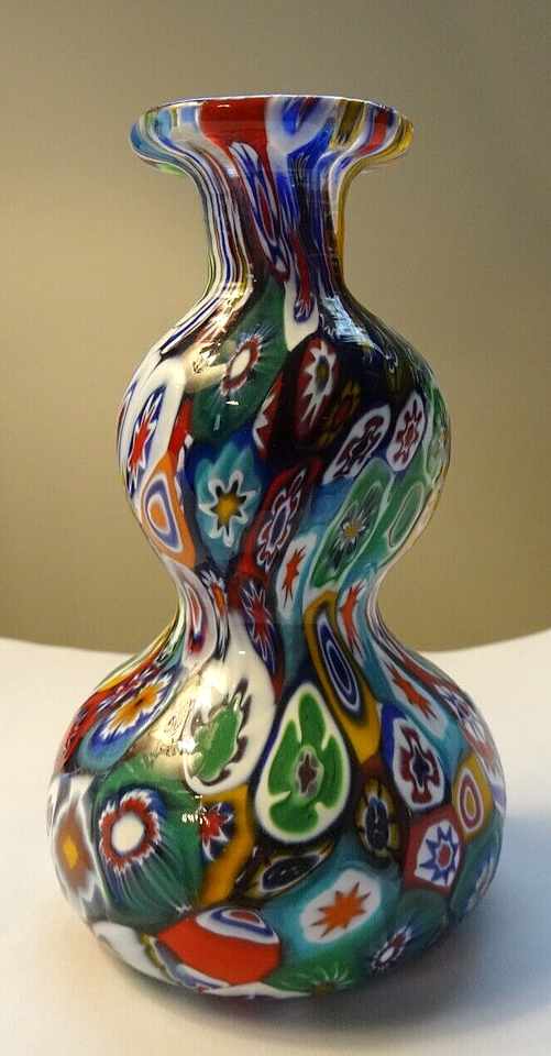 Murano Art Glass Close Packed Millefiori Murrini Gourd Vase Colorful | eBay
