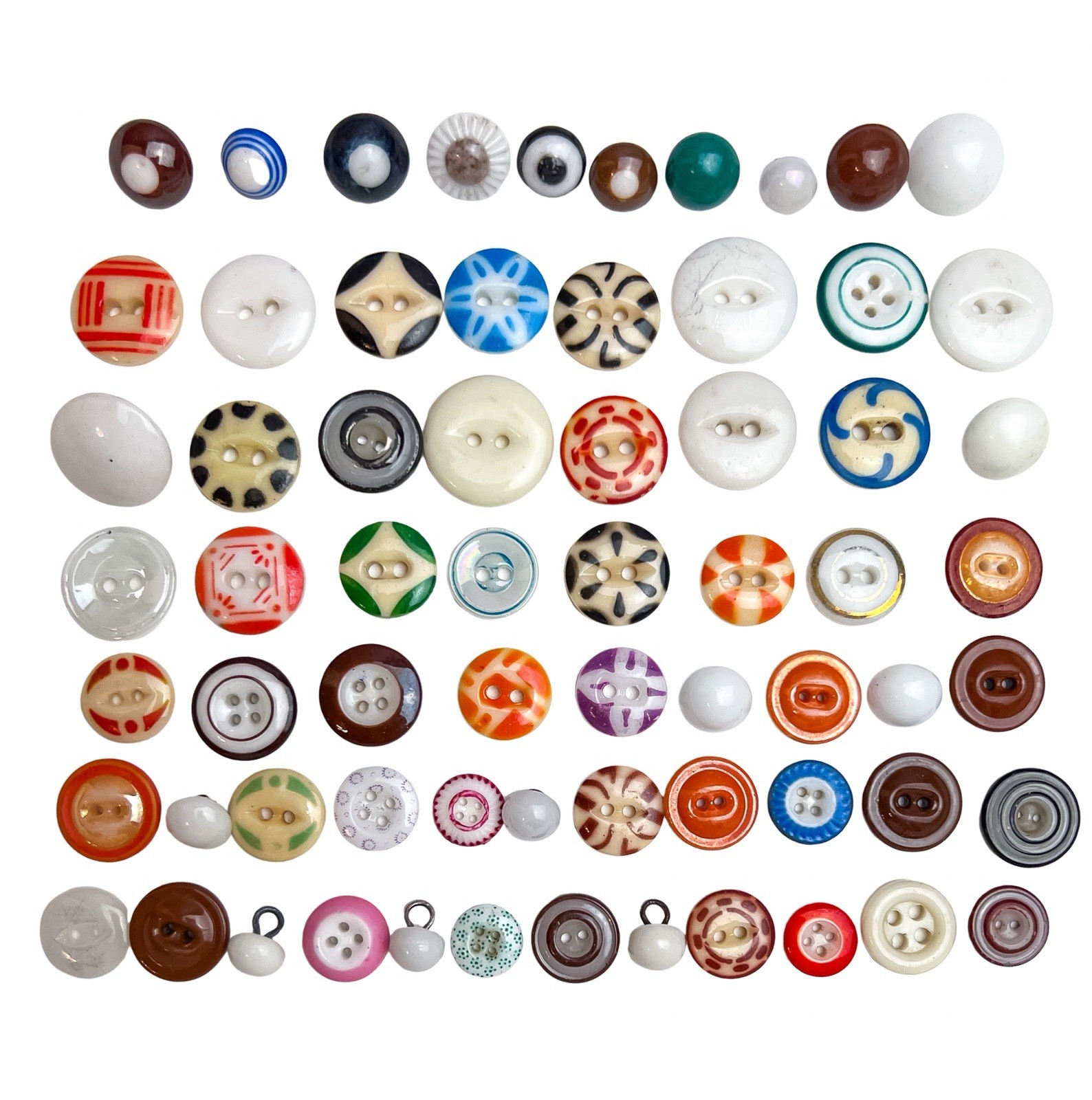 Antique China Buttons Lot Stencil Inkwell Bullseye Calico Shank Luster ...