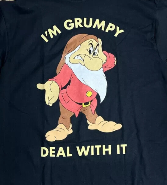 Disney "I'm Grumpy Deal With It" Black T Shirt w/ Grumpy Graphic Size ...