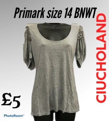 Primark Grey Blouse Top Size 14 New With Tags Buffy Sleeves Short ...