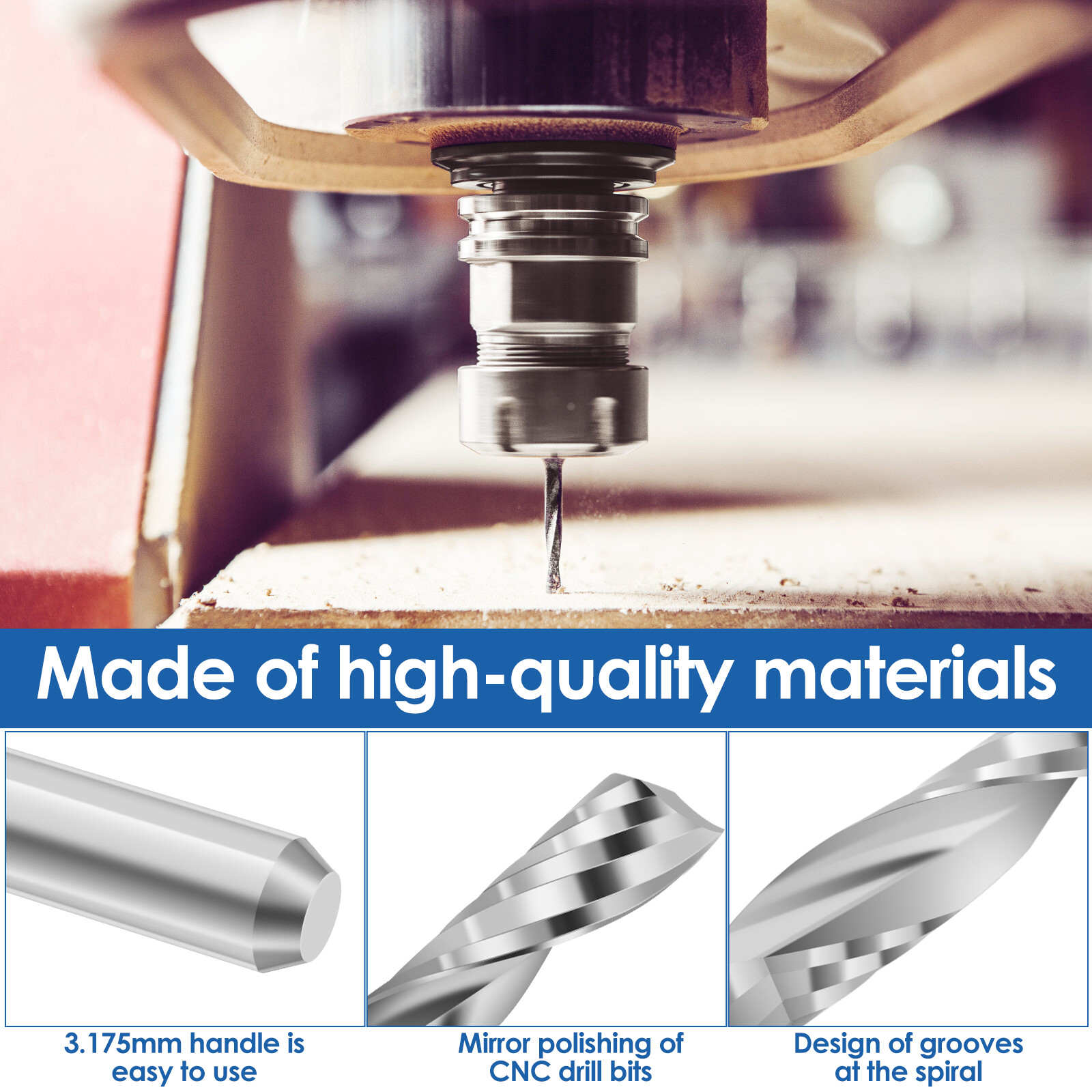 10Pcs CNC Router Bit Tungsten Steel Single Flute Router Bit 1/8inch ...