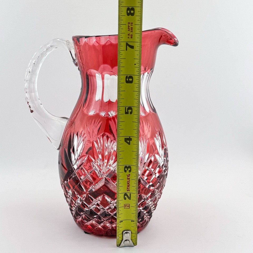 Vintage Bohemian Czech Ruby Red Cut Crystal Pitcher 7” | eBay