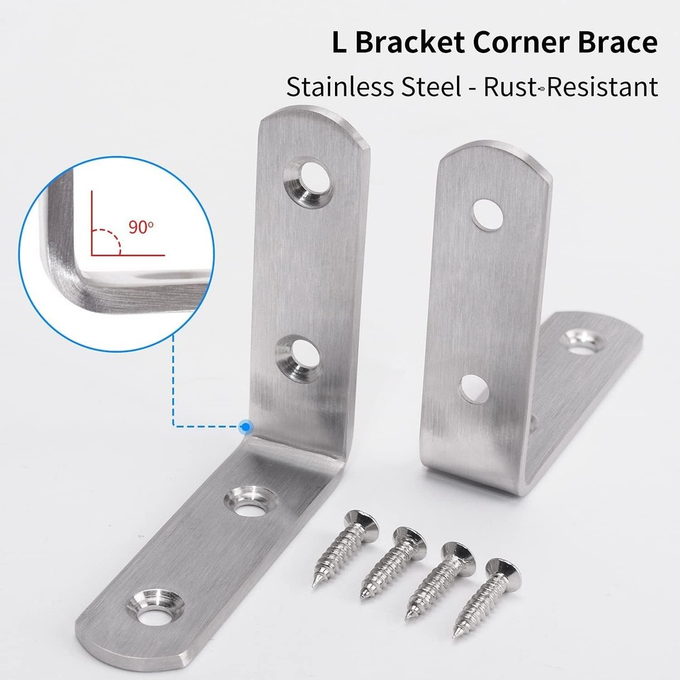 Heavy Duty Stainless Steel L Bracket Corner Brace - 6Pcs 90 Degree ...