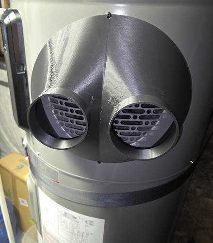 Dual 4" Rheem Ruud Outlet Duct for 65-80 gallon Hybrid Water Heater ...