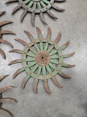 OLD John Deere 19" Steel Spike Wheel Rotary Hoe Industrial Garden Art ...