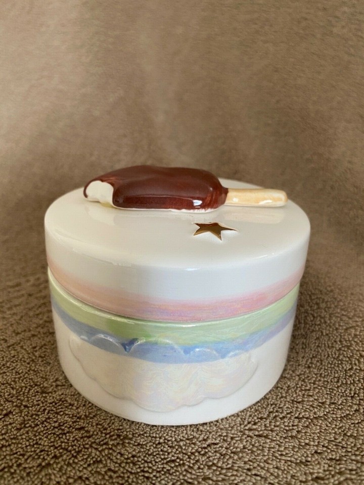 new ice cream bar ceramic circular round trinket box 3" x 2" | eBay