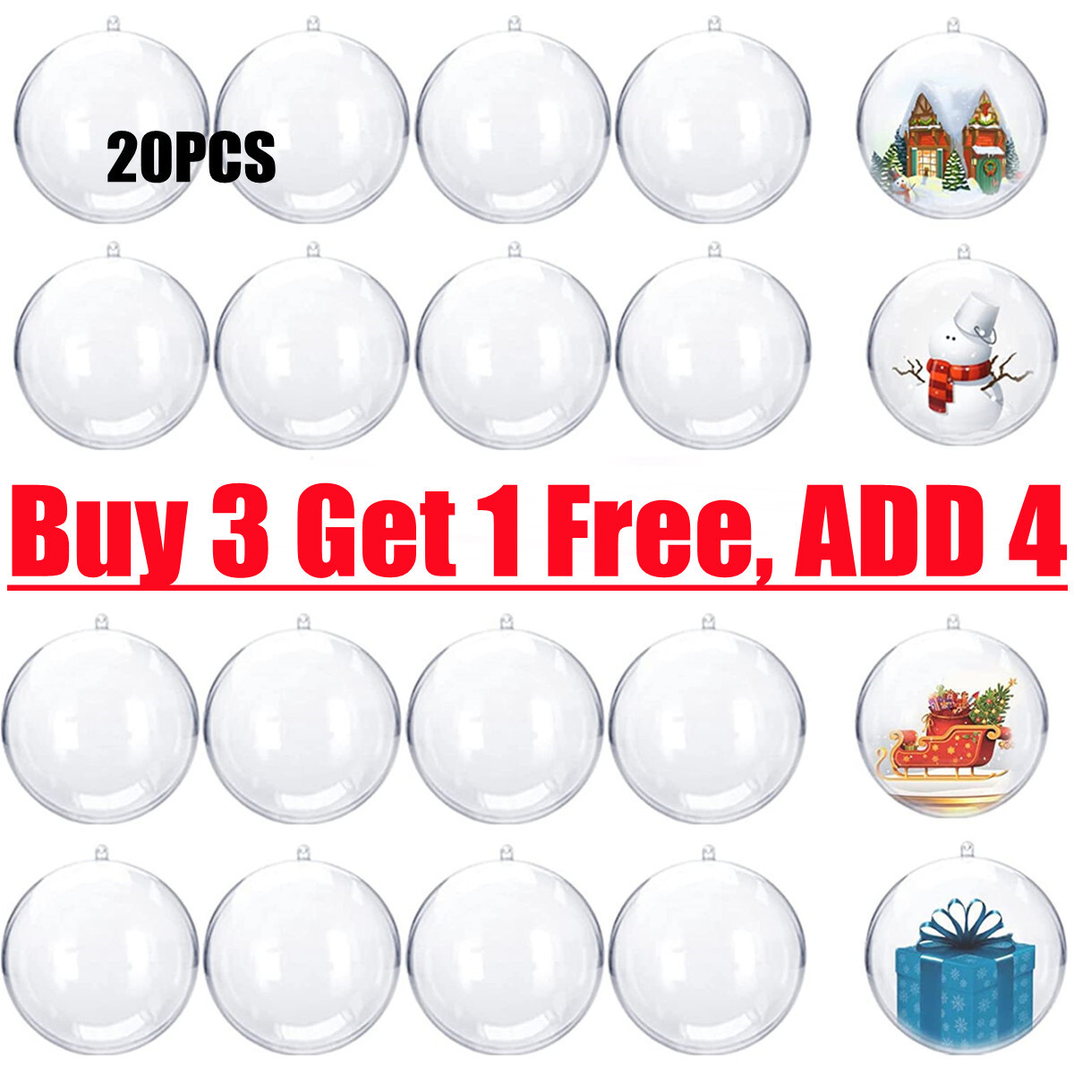 Clear Plastic Christmas Bulbs 20Pcs 10CM Clear Christmas Balls Baubles
