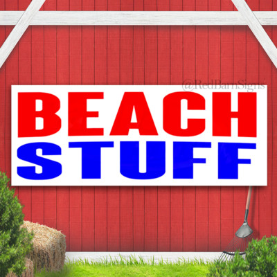BEACH STUFF Advertising Vinyl Banner Sign Many Sizes | eBay