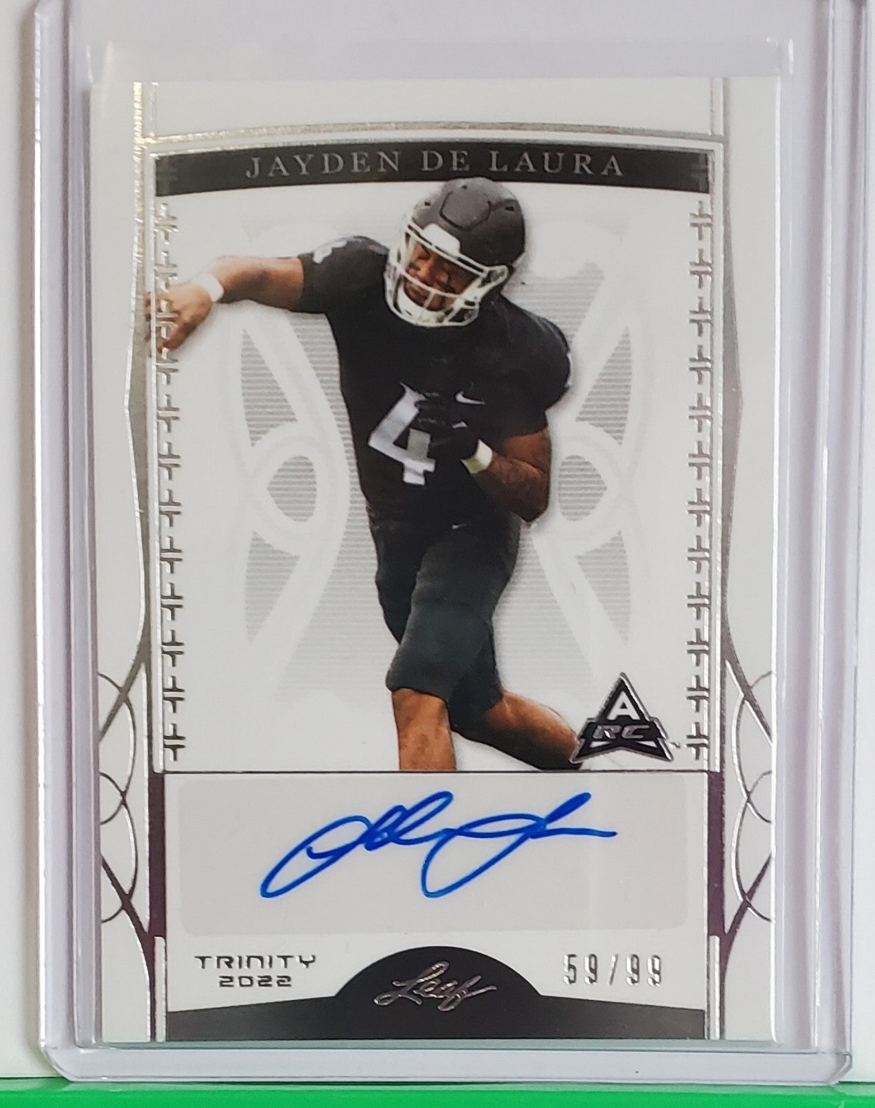 Jayden De Laura 2022 Leaf Trinity SILVER Auto Autograph Rookie R/C #59/ ...