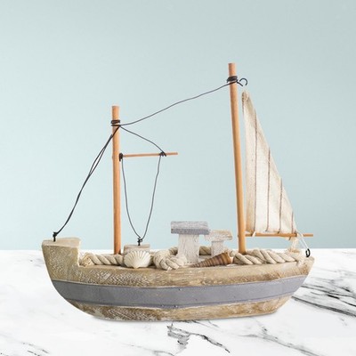 Wooden Sailing Boat Decor Retro Sailboat Model Decorative | eBay UK