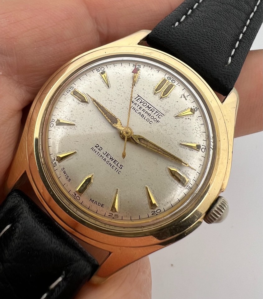 BIG TEVO MATIC AUTOMATIC SWISS MADE GOLD PLATED WATCH MENS WATCH ETA ...
