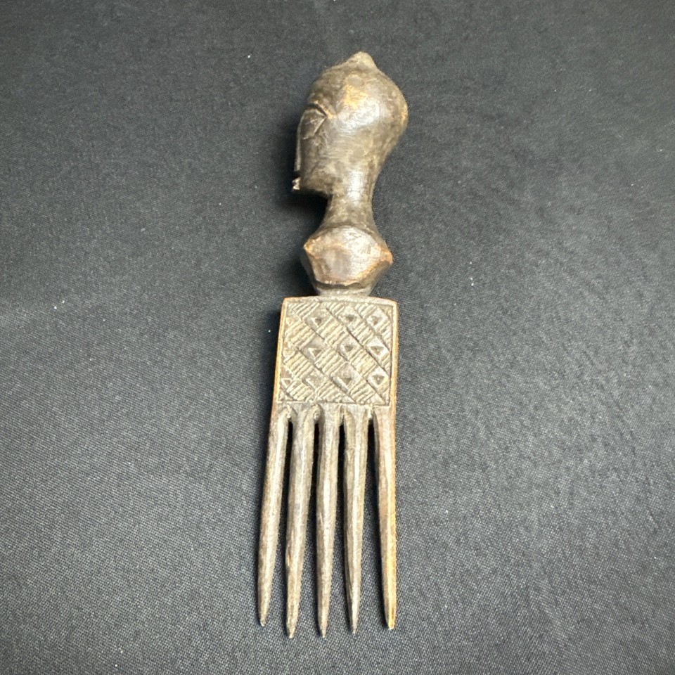 Vintage 8” African Tribal Hand Carved Hair Pick Comb Afro Wood Rare | eBay