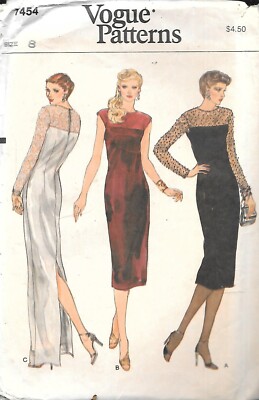 Vintage Vogue #7454 Misses' Semi-Fitted Evening Dress - 2 Lengths ...