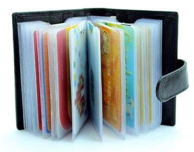 Genuine Leather Credit Card Holder Wallet 20 Plastic Pockets-4 Further ...