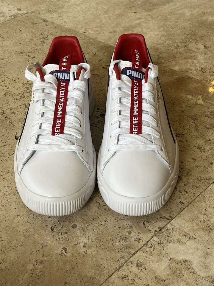 Puma Clyde firecracker Leather Foil Men's shoes white/Blue/Red Size 10. ...