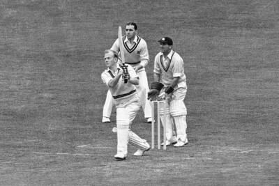 Surreys Tony Lock Hits Out Cricket 1953 Old Photo | eBay Australia