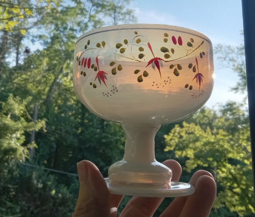 1840s PONTILED FIERY TRANSLUCENT HAND BLOWN FLINT GLASS FOOTED BOWL ...