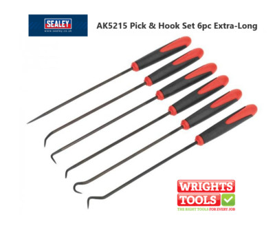 Sealey Hook and Pick Set Extra Long 6pc O-Ring Remover Removal Pin Clip ...