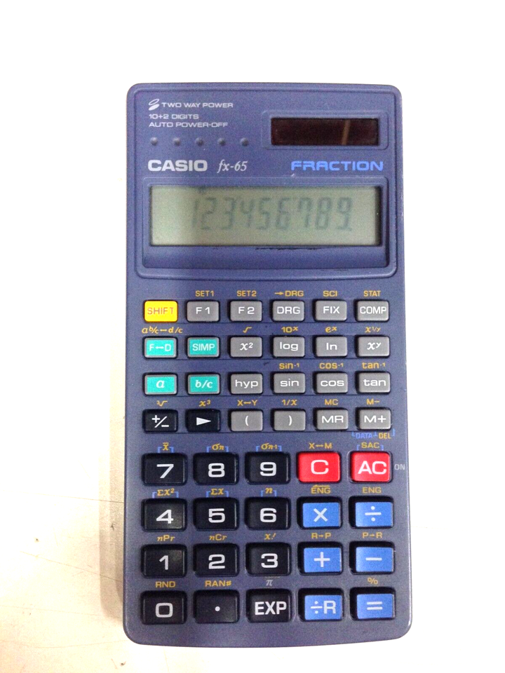 Casio FX-65 Two Way Power 10+2 Digits Fraction Scientific Calculator ...
