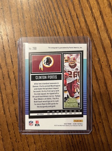 Mint 2022 Panini Score Clinton Portis Signed #260 Auto Washington ...