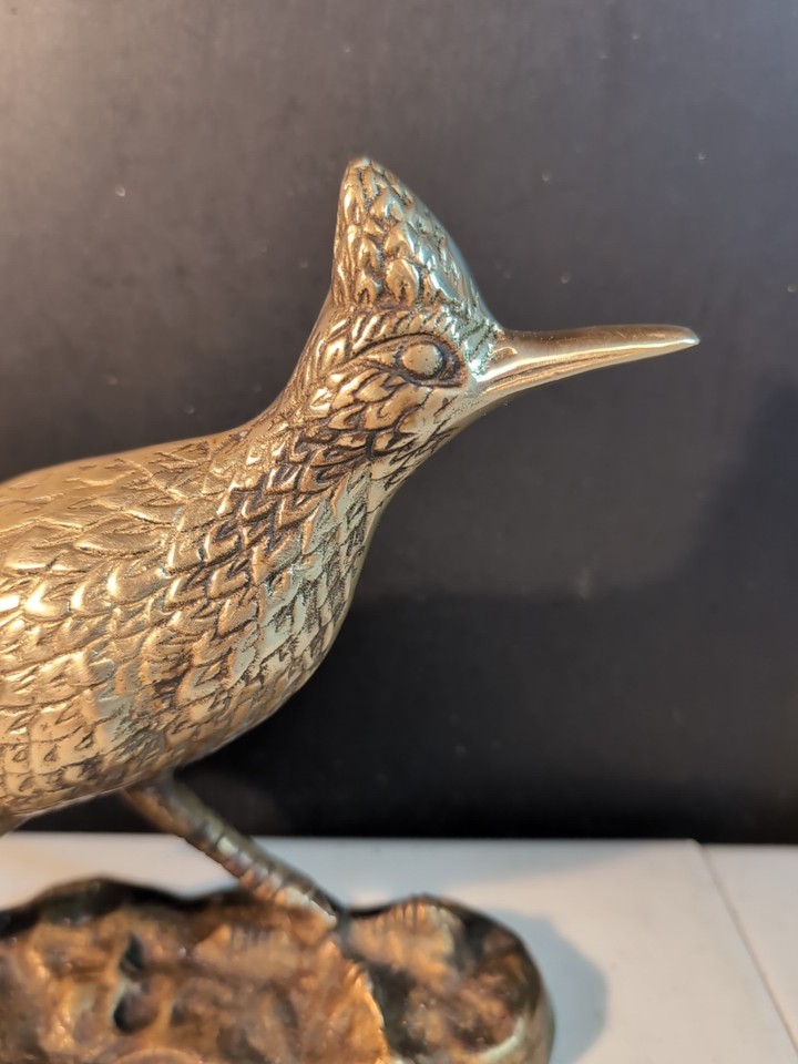 Vintage Large Brass Roadrunner Statue Brass Bird Figure MCM Brass Bird Ornate | eBay