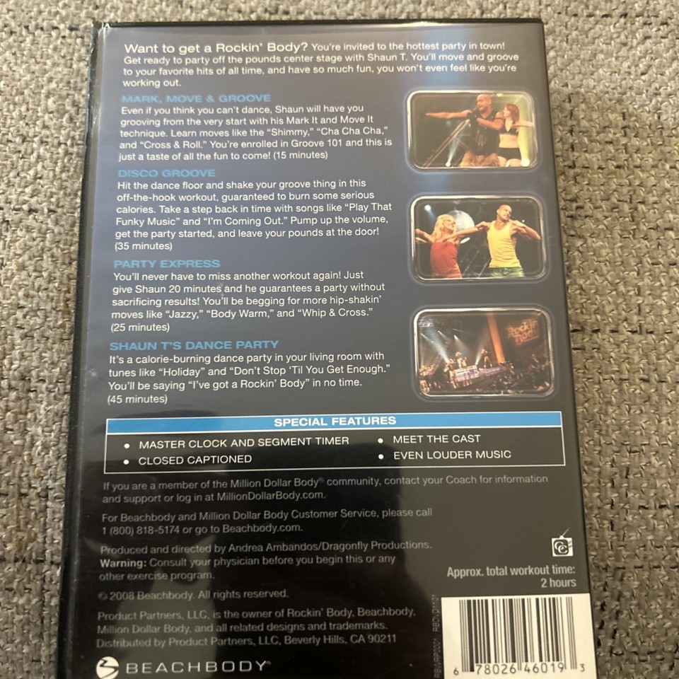 ROCKIN' BODY DVD w/ SHAUN T of HIP HOP ABS by BEACH Dance WEIGHT LOSS ...