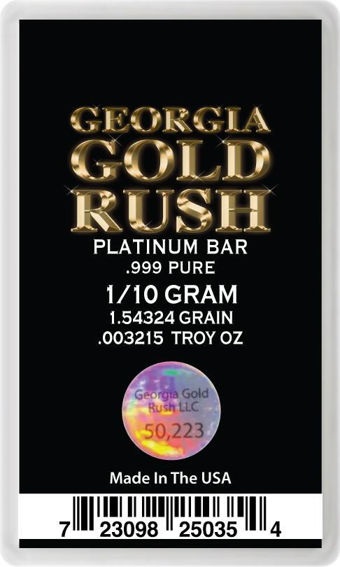 GEORGIA GOLD RUSH PLATINUM BAR 1/10 GRAM .999 FINE PLATINUM BULLION | eBay
