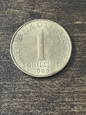 1990 Austria 1 Schilling Aluminum-Bronze Pre-Euro Coin Edelweiss flower ...