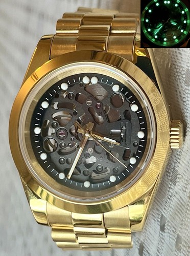 Custom Mod watch / 40mm / SKELETON / GOLD & BLACK / Seiko NH72 ...