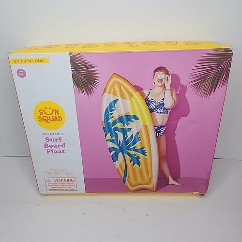 Sun Squad Surf Board Pool Float 5'9" Long Palm Tree Design | eBay