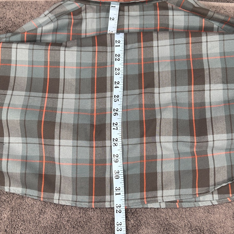 Columbia Omni Wick Hiking Shirt Long Sleeve w/Roll Tab Blue Gray Plaid ...