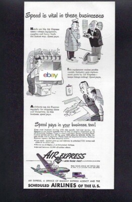 REA RAILWAY EXPRESS AGENCY 1948 SPEED IS VITAL IN THESE BUSINESSES DC-4 ...