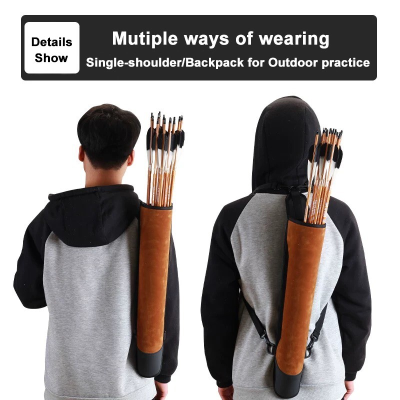 PMZ Archery Leather Back Arrow Quiver for Recurve Bow Hunting Bow Arrow ...