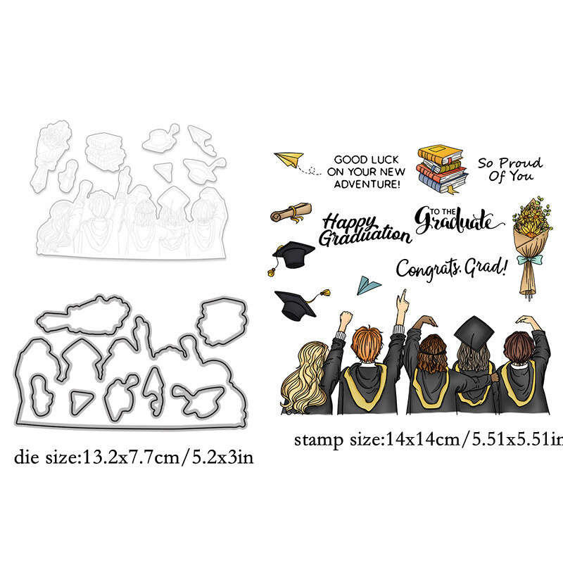 Graduation Grad Metal Cutting Dies Clear Stamps Set Card Making ...
