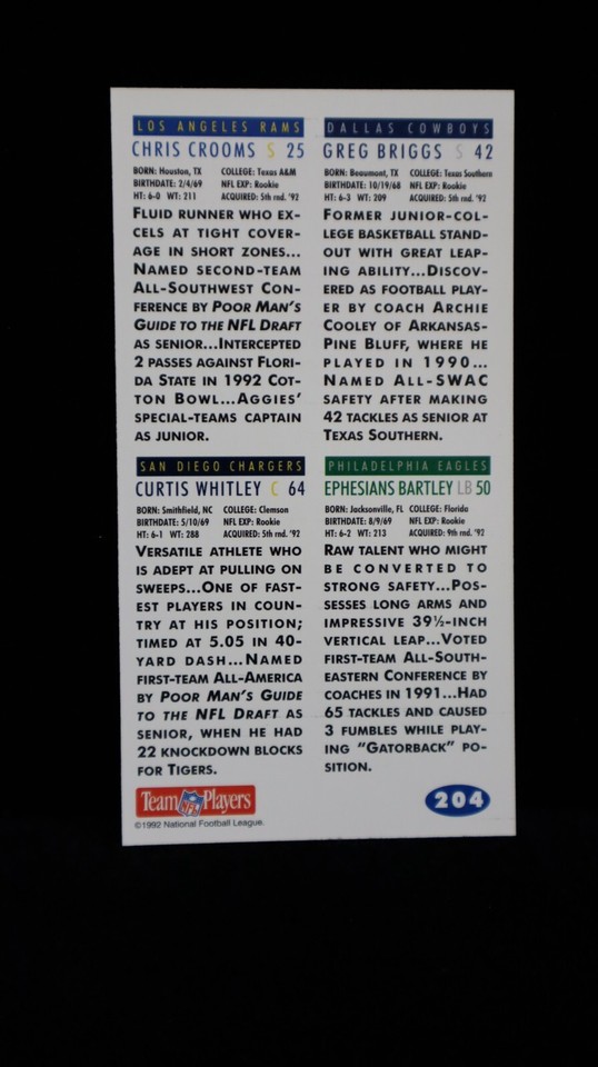 1992 Greg Briggs Chris Crooms Ephesians Bartley Curtis Whitley GameDay ...