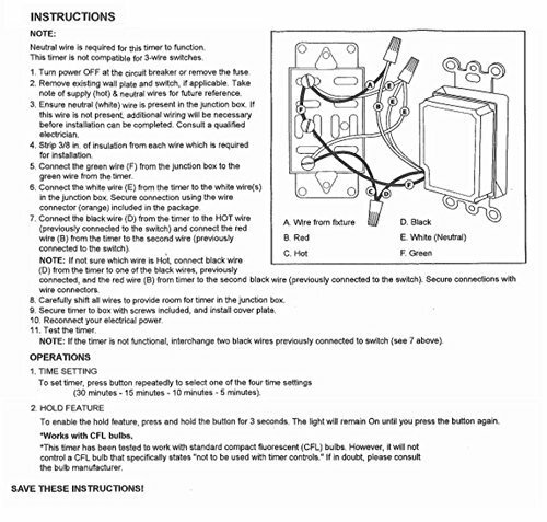 InWall Auto Power Shut Off Timer 10-20-30-60 Minute Preset Countdown ...