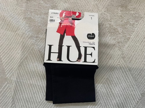 Hue Control Top Opaque Tights Womens Size 1 Black U5987 1 pair | eBay