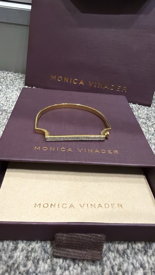 Monica Vinader Signature Thin Diamond Bangle 18k Gold Vermeil & Diamond ...