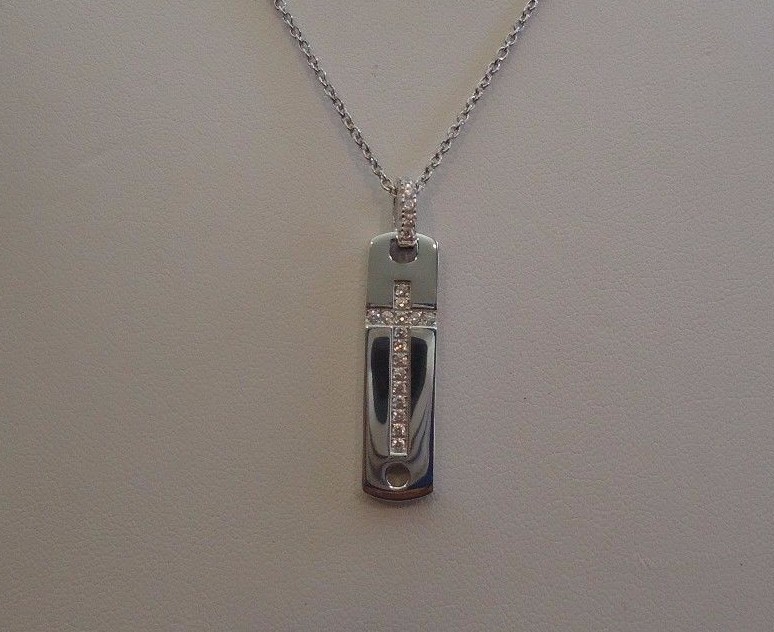 STERLING SILVER CROSS NECKLACE PENDANT W/ .75 cts LAB CREATED DIAMONDS ...