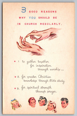 Postcard Religious Church Reminder Invitation To Be In Church Regularly ...